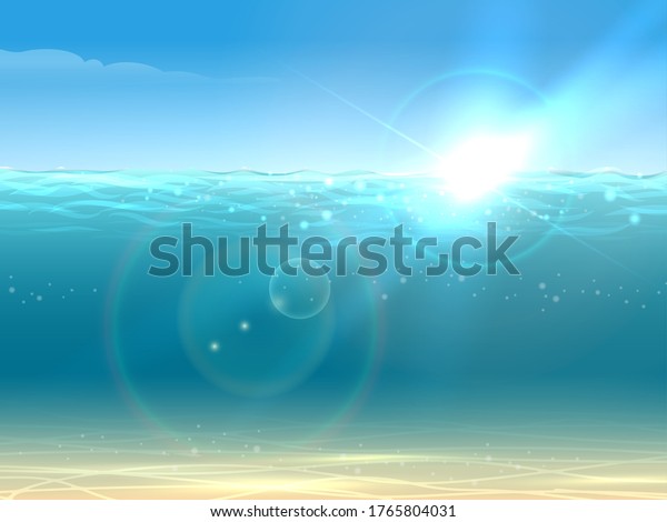 Realistic underwater background. Ocean deep water, sea under water ... Realistic underwater background. Ocean deep water, sea under water ...