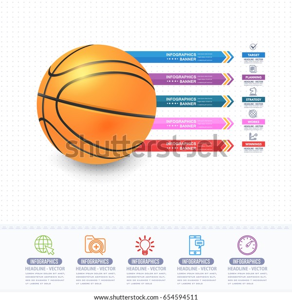 Realistic Vector Basketball Ball Infographics Stats Stock Vector ...