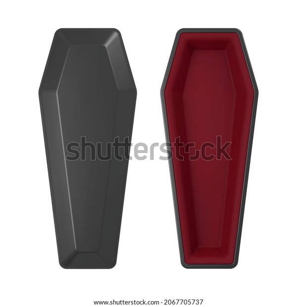 Realistic Vector Black Coffin Red Upholstery Stock Vector (Royalty Free ...