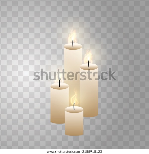 Realistic Vector Candles Flames On Transparent Stock Vector Royalty