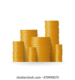 Realistic Vector Coin Piles Flat Style Stock Vector (Royalty Free ...