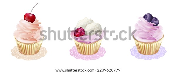 Realistic Vector Cupcakes Set Cupcake Cherry Stock Vector (Royalty Free ... Realistic Vector Cupcakes Set Cupcake Cherry Stock Vector (Royalty Free ...