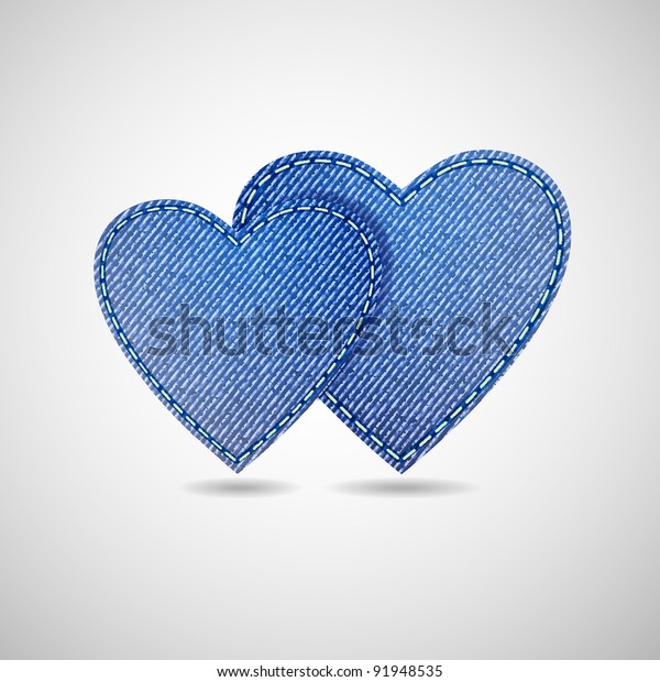 Realistic Vector Denim Hearts Stock Vector (Royalty Free) 91948535 ...