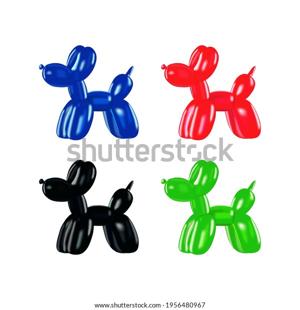 Realistic Vector Drawings Dogs Balloons Blue Stock Vector (Royalty Free ...