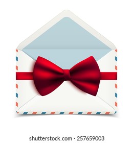 Realistic Vector Envelope Decorative Red Bow Stock Vector (Royalty Free ...