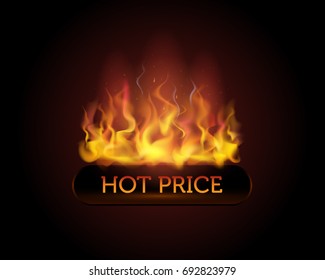 Realistic Vector Flame Hot Price Button Stock Vector (Royalty Free ...
