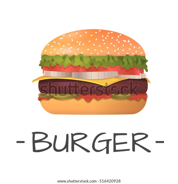 Realistic Vector Illustration Burgerhamburger Meat Lettuce Stock Vector ...