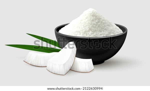 Realistic Vector Illustration Coconut Flakes Black Stock Vector ...