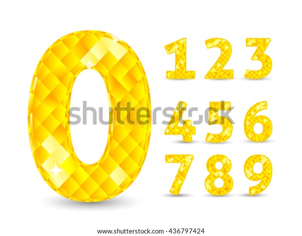 Realistic Vector Illustration Diamond Numbers Set: เวกเตอร์สต็อก (ปลอด ...