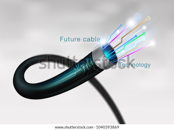 Realistic Vector Illustration Fiber Optic Future Stock Vector (Royalty ...