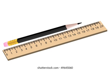 Realistic Vector Illustration Pencil Ruler Isolated Stock Vector ...