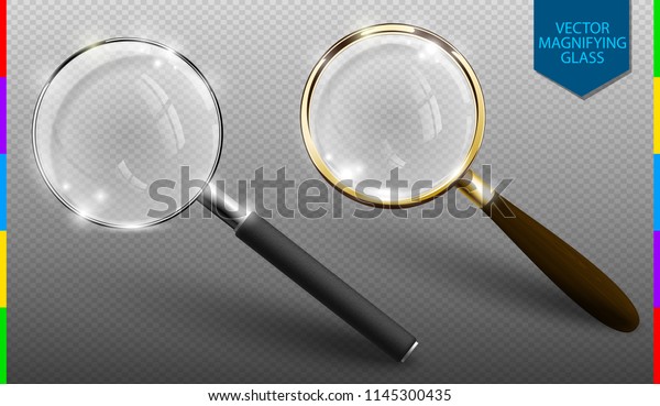 Realistic Vector Magnifying Glass Set On Stock Vector (Royalty Free ...