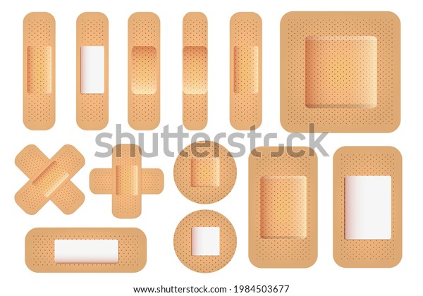 Realistic Vector Plaster Set Medical Plasters Stock Vector (Royalty ...