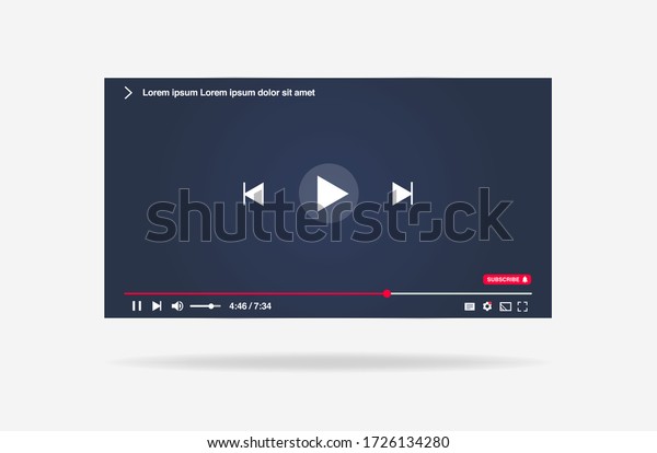 Realistic Video Playback Screen Subscription Button Stock Vector ...