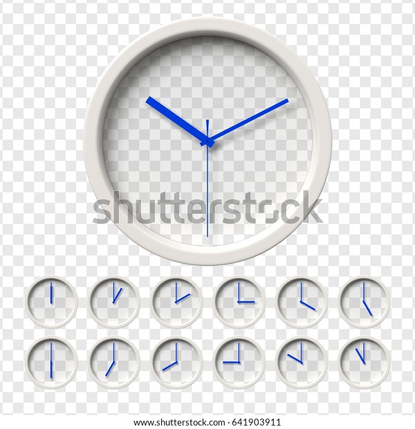 Reloj de pared realista. Cara transparente. Un reloj por cada hora ...