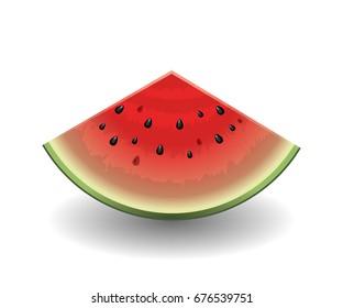 Realistic Watermelon Slice Isolated On White Stock Vector (Royalty Free ...