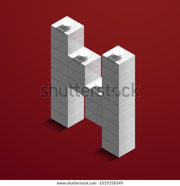 Realistic White 3d Isometric Letter N Stock Vector (Royalty Free ...