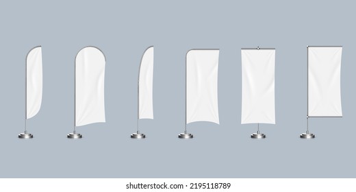 Realistic White Banner Flags 3d Mockup Stock Vector (Royalty Free ...