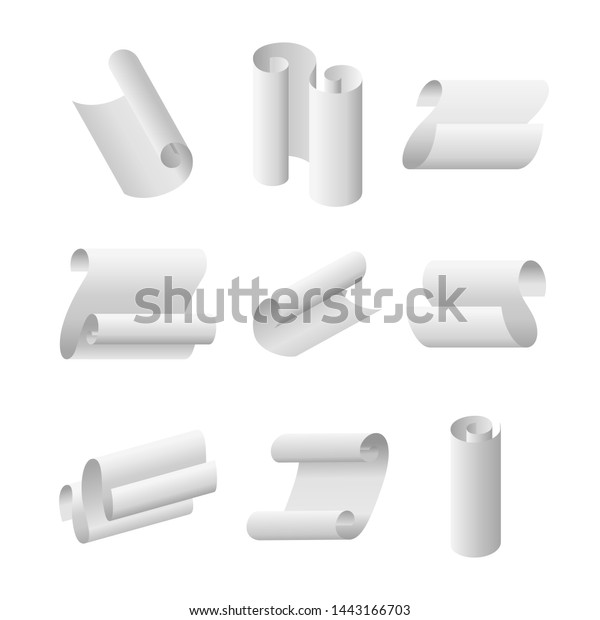 Realistic White Curved Paper Sheets Scroll Stock Vector (Royalty Free ...