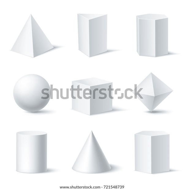 Realistic White Geometric Shapes Set Nine Stock Vector (Royalty Free ...