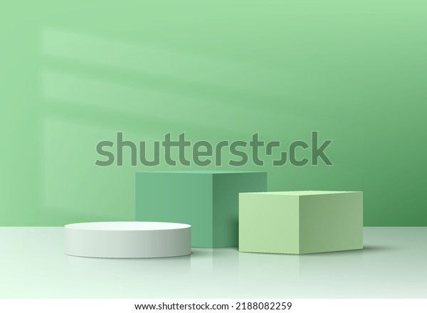 Realistic White Green 3d Cube Cylinder Stock Vector (Royalty Free ...