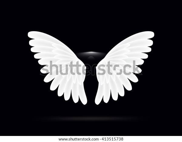 Realistic White Wings On Black Background Stock Vector (Royalty Free ...