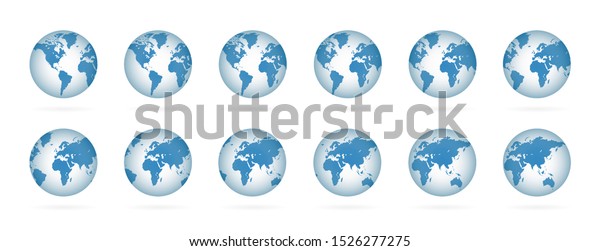 Realistic World Globe Maps Set 3d Stock Vector (Royalty Free ...