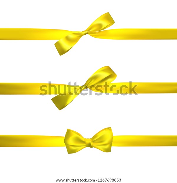 Realistic Yellow Bow Horizontal Yellow Ribbons Stock Vector (Royalty ...