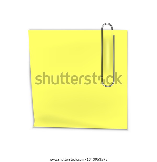 Realistic Yellow Note Paperclip Isolated On Stock Vector (Royalty Free ...
