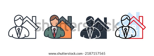 Realtor Icon Logo Vector Illustration Businessman Stock Vector (Royalty ...