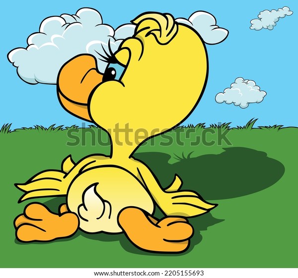 Rear View Yellow Cute Duckling Lying Stock Vector (Royalty Free ...