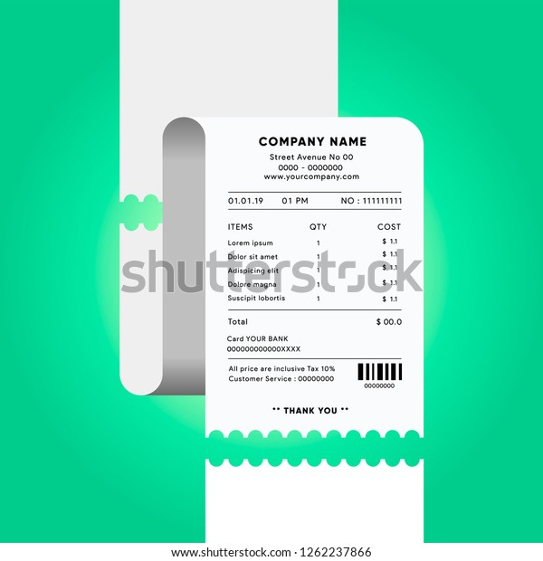 Receipt Paper Check Invoice Banner Financial Stock Vector (Royalty Free ...