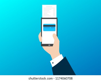Receipt Smartphone Flat Style Mobile Phone Stock Vector (Royalty Free ...