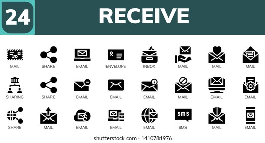 Receive Icon Set 24 Filled Receive Stock Vector (Royalty Free ...