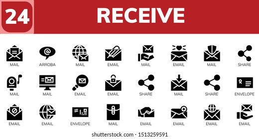 Receive Icon Set 24 Filled Receive Stock Vector (Royalty Free ...