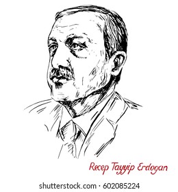 Recep Tayyip Erdogan Hand Drawn Vector: เวกเตอร์สต็อก (ปลอดค่าลิขสิทธิ์ ...
