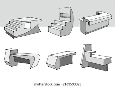 Reception Counter Design Idea Vector Illustration Stock Vector (Royalty ...