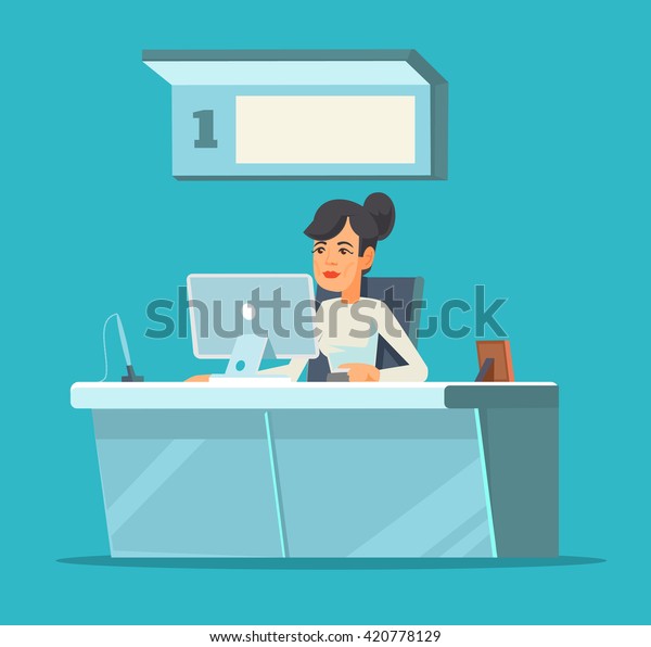 Receptionist Vector Flat Cartoon Illustration Stock Vector (Royalty ...