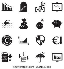 Recession Icons Black Flat Design Vector Stock Vector (Royalty Free ...