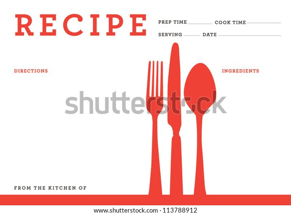 Recipe Card Kitchen Note Template Stock Vector (Royalty Free) 113788912