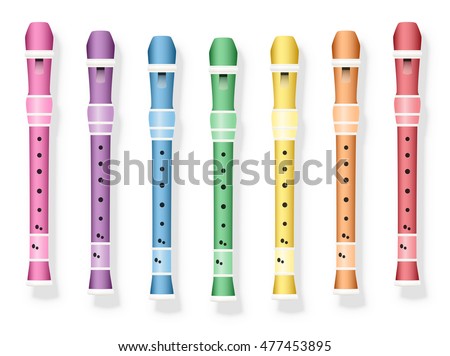 Recorder Flutes Seven Different Colors Isolated Stock Vector (Royalty ...