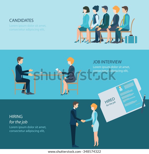Recruitment Flat Banner Set Candidates Job Stock Vector (Royalty Free ...