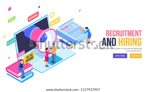 Recruitment Hiring Concept Based Landing Page Stock Vector (Royalty ...