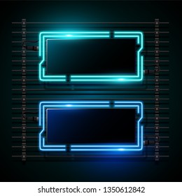 Rectangle Blue Neon Banner Design Stock Vector (Royalty Free ...