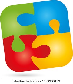 Rectangle Round Corners Puzzle Logo Stock Vector (Royalty Free ...