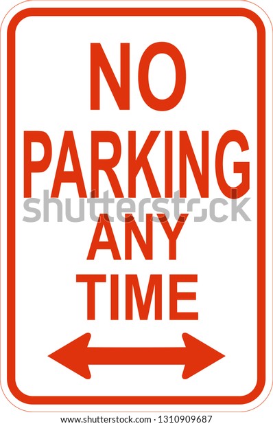 Rectangle Sign No Parking Any Time Stock Vector (Royalty Free ...