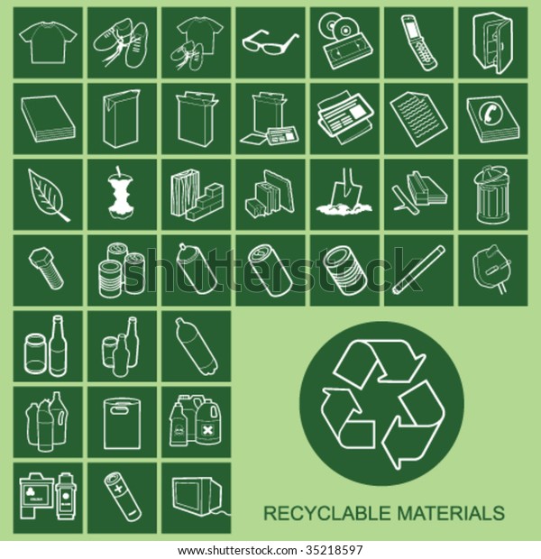 Recyclable Material Icons Individually Layered Stock Vector (Royalty ...