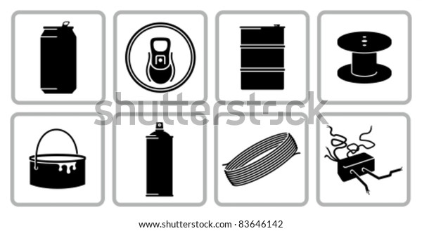 Recyclable Scrap Metal Icon Set All Stock Vector (Royalty Free) 83646142