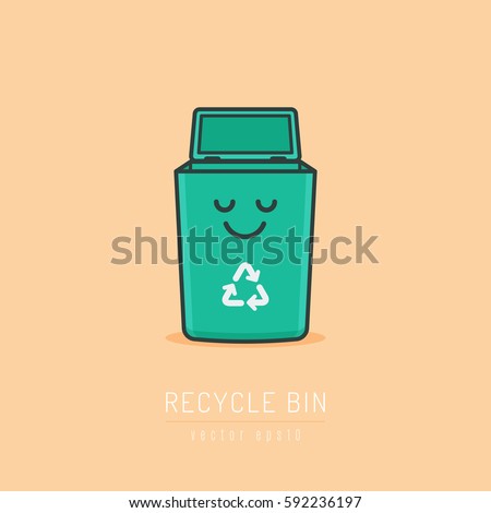 Recycle Bin Cartoon Cute Character Kawaii Stock Vector (Royalty Free ...