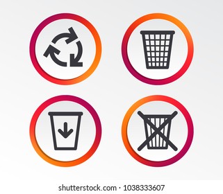 Recycle Bin Icons Reuse Reduce Symbols Stock Vector (Royalty Free ...